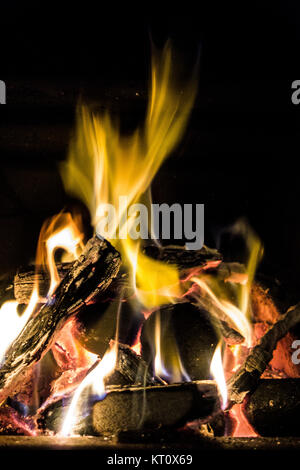 Burning Coke Coals on a Fireplace Stock Photo - Alamy