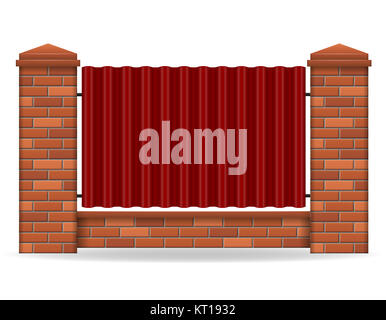 brick fence vector illustration isolated on white background Stock ...