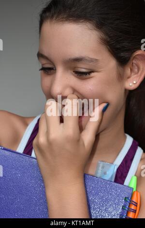 Shy Pretty Diverse Student Teenager School Girl Wearing Uniform Stock ...