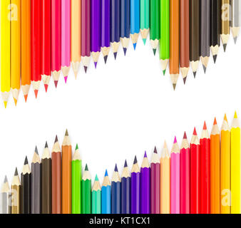 Sets of colored pencils in rows Stock Photo - Alamy