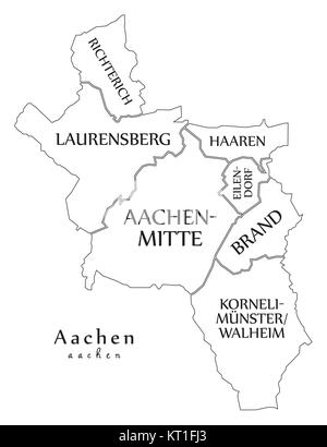 Modern City Map - Aachen city of Germany with boroughs and titles DE Stock Vector Image & Art ...