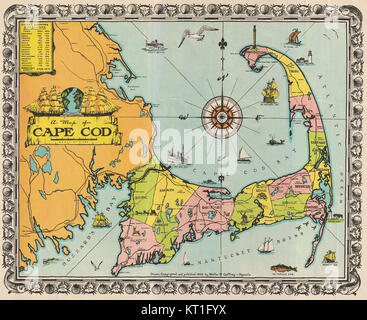 The 1932 Walter M. Gaffney map of Cape Cod offers a historical ...