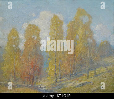 'Tall Trees in Autumn' by Ernest Albert depicts a serene landscape ...