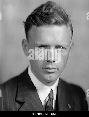 This photograph captures Charles Lindbergh, the famous aviator known ...