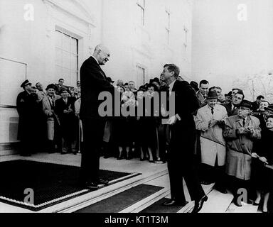 Presidents John F. Kennedy and Dwight D. Eisenhower Stock Photo - Alamy
