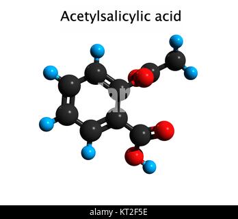Structure of acetylsalicylic acid or aspirin, a 3D ball-and-stick model ...