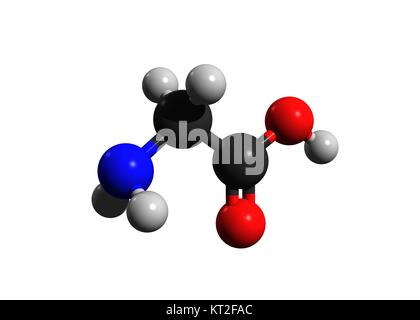 Glycine (Gly, G) amino acid, molecular model. Amino acids are the ...