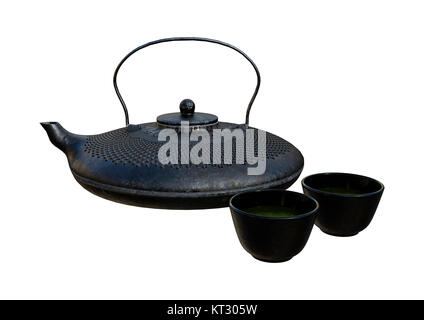 The 3d rendering of Cup with tea and teapot with nice background Stock ...