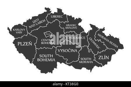 Czechia country Map illustration black isolated Stock Photo - Alamy