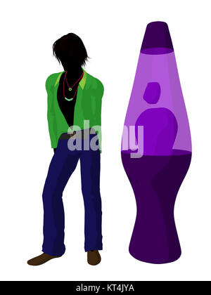 Disco guy standing by a lava lamp on a white background Stock Photo - Alamy