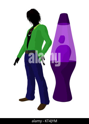 Disco guy standing by a lava lamp on a white background Stock Photo - Alamy