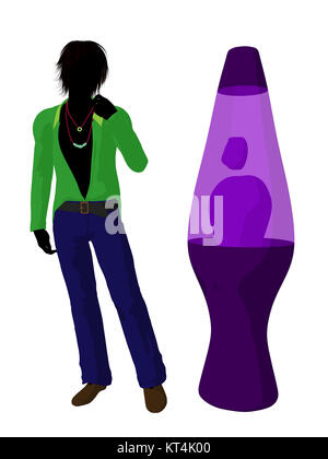 Disco guy standing by a lava lamp on a white background Stock Photo - Alamy