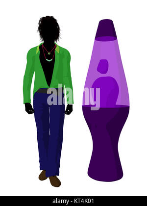Disco guy standing by a lava lamp on a white background Stock Photo - Alamy