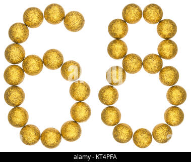 Number sixty-eight (number 68) with red transparent stripe on white ...