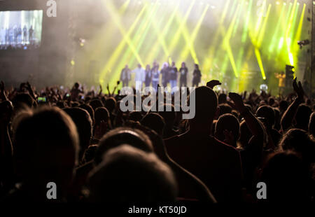 Enthusiastic crowd cheering at concert Stock Photo: 53443553 - Alamy