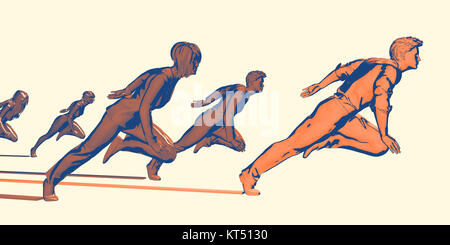 businessman running forward business energetic dynamic concept man hurry up target goal strategy ...