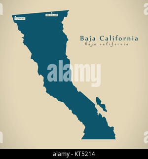 Shape of Baja California, state of Mexico, with its capital isolated on ...