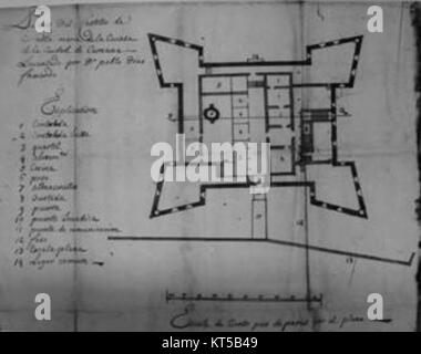 A historical map showing the layout of the fort at Samarang, an ...