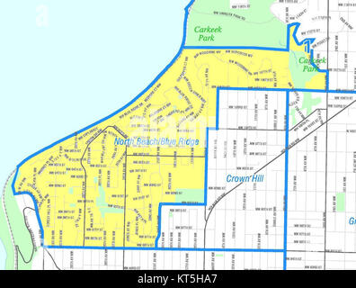 Seattle North Beach - Blue Ridge map Stock Photo - Alamy