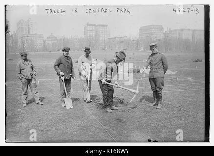 Trench in Central Park, Photograph probably shows a project to dig ...