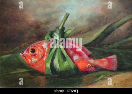 Untitled (Red Fish in Ti Leaf) by Lilla Marshall Stock Photo - Alamy