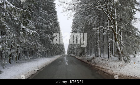 A snowy landscape in the Ardennes region, photographed in March 2016 ...