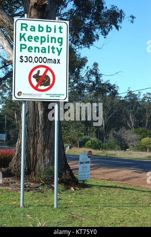 Sign warning against keeping of rabbits, Darling Downs, Queensland ...