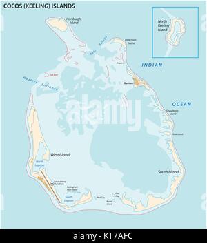 Cocos islands (Commonwealth of Australia, Indian Ocean) map vector ...