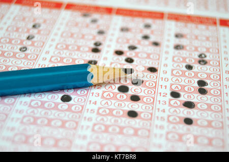 Exam optics, optical paper, student and exam optics paper, marked ...