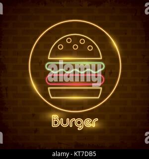 Hamburger neon lights icon Stock Vector Image & Art - Alamy