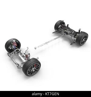 Car chassis without engine on white background. 3D illustration Stock ...