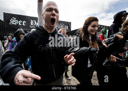 Energetic heavy metal fans attend one of many concerts during the ...