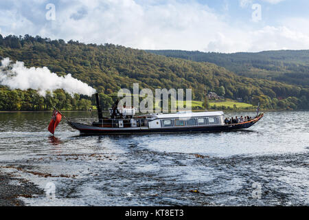 The steam yacht Gondola owned by the National Trust carries visitors on ...