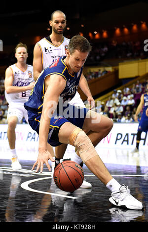 Daniel Kickert of the Kings with the ball during the Round 16 NBL match ...