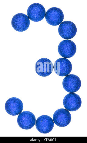 Numeral 3, three, from decorative balls, isolated on white background ...
