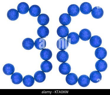 Numeral 36, thirty six, from natural red flowers of periwinkle ...