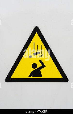 Building site warning sign pictogram portraying 'Falling Objects ...