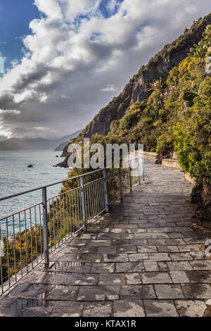 Italy; Cinque Terre; Lover's Walk; Riomaggiore; coastal; travel Stock ...