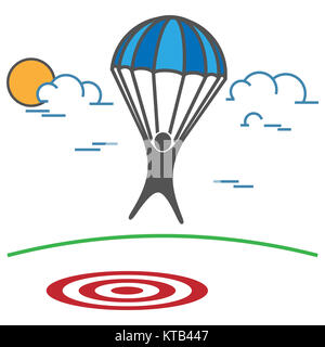Man on Parachute landing on a target Stock Photo - Alamy