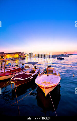 Supetar waterfront harbor evening view, Island of Brac, Dalmatia ...