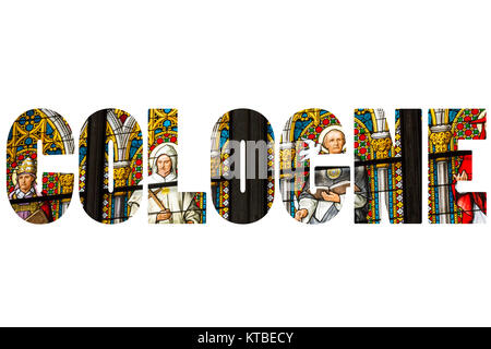 Word COLOGNE over Stained glass church window Stock Photo - Alamy