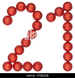 Numeral 21, twenty one, from decorative balls, isolated on white ...