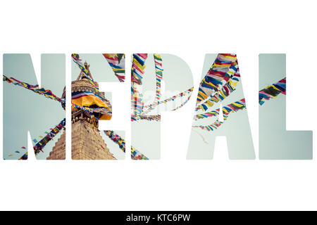Word NEPAL over national symbols Stock Photo - Alamy
