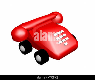 red phone with wheels exposed Stock Photo - Alamy