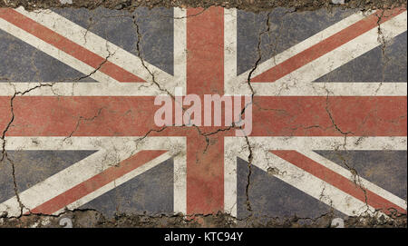 an old stained dirty union jack british flag with dark crumpled edges ...