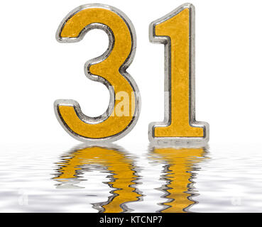 Roman numeral 31, thirty one, star sky texture imitation, reflected on ...