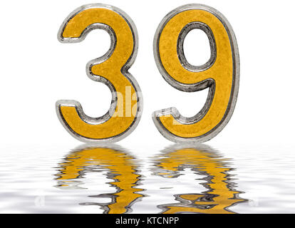 Roman numeral 39, thirty nine, star sky texture imitation, reflected on ...