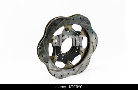 Broken, cracked and warped racing brake rotor. Analog filter applied ...