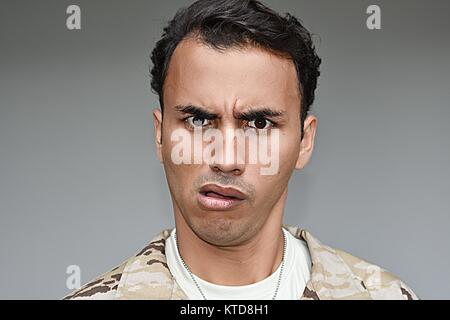 Confused Army Male Soldier Stock Photo - Alamy