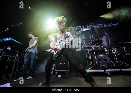 The Danish metalcore band Raunchy performs a live concert at the Danish ...
